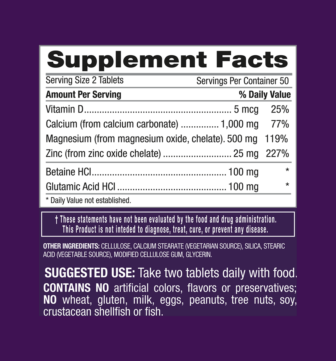 iCal Mag Zinc with Vitamin D3 – 100 Vegetarian Tablets – gluten free ...